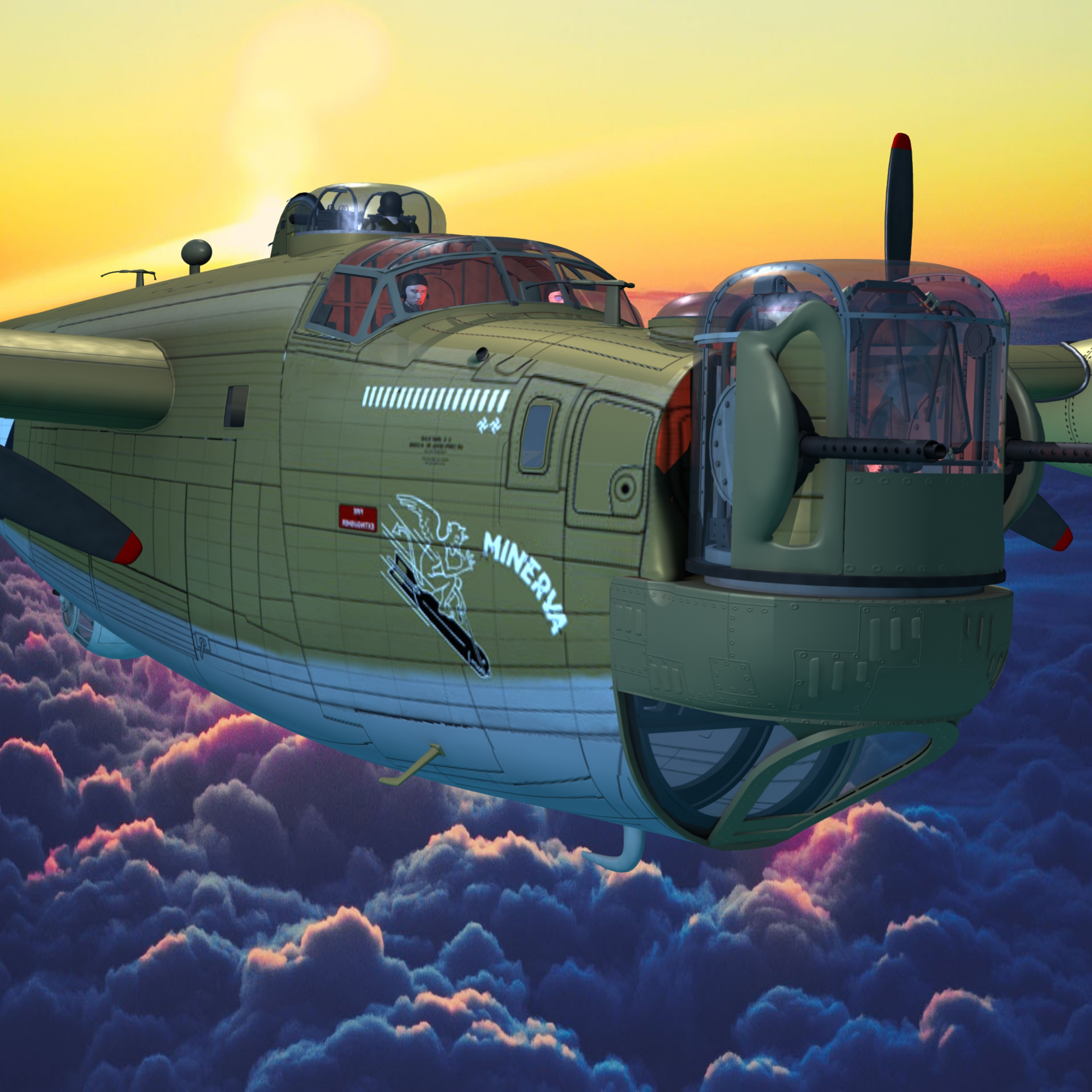 3d b24 liberator b-24 bomber model