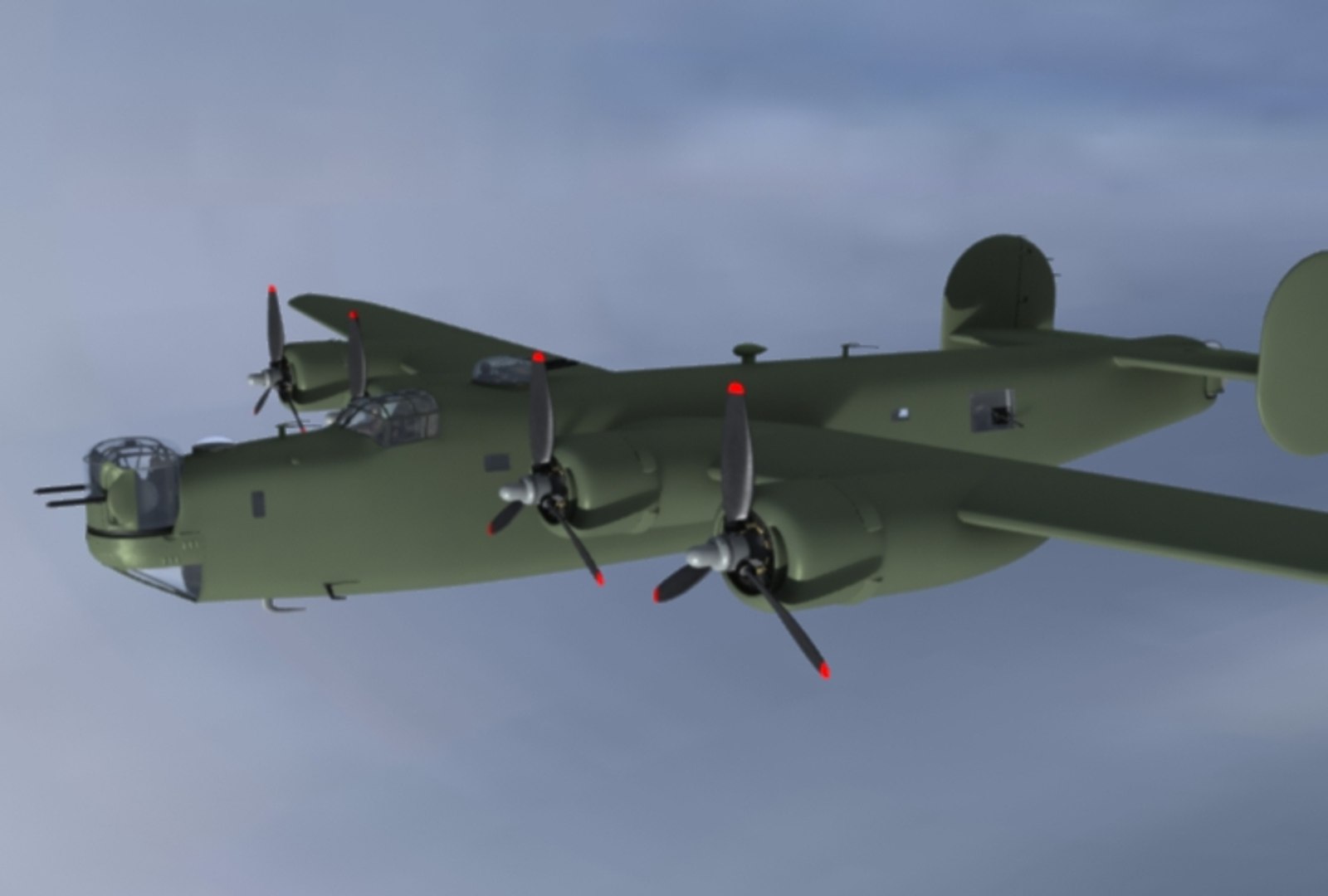 3d B24 Liberator B-24 Bomber Model