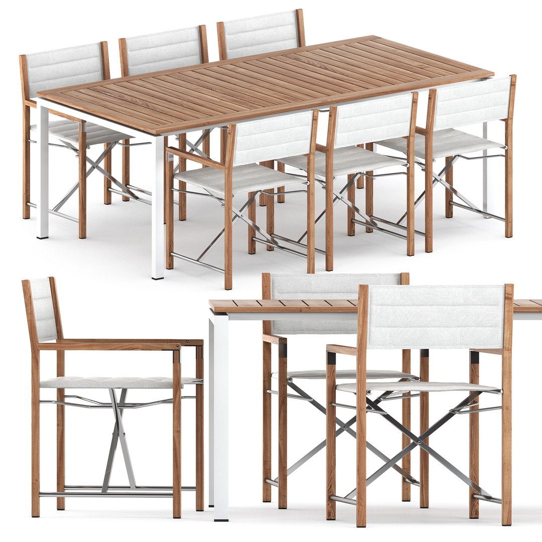 Cross chair teak and Trento dining table 3D model - TurboSquid 1831034