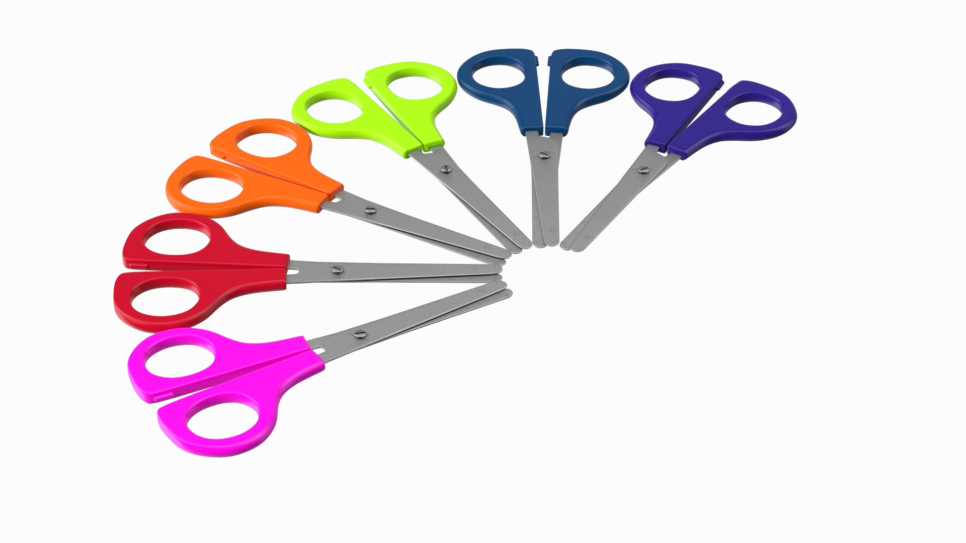 Colorful School Scissors Set 3D Model - TurboSquid 2130241