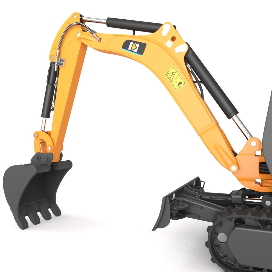 mini excavator rigged 3d model