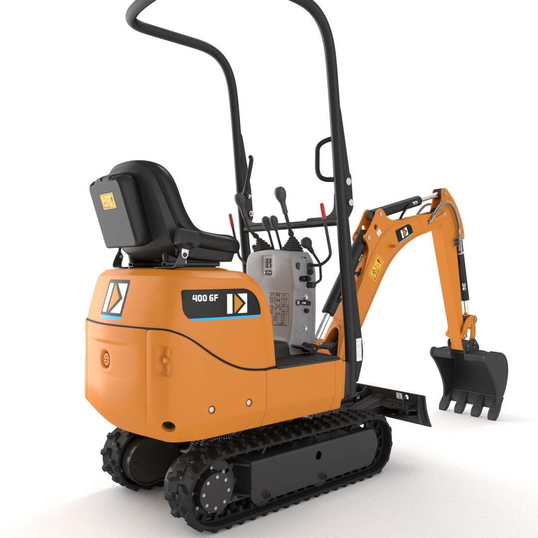 mini excavator rigged 3d model