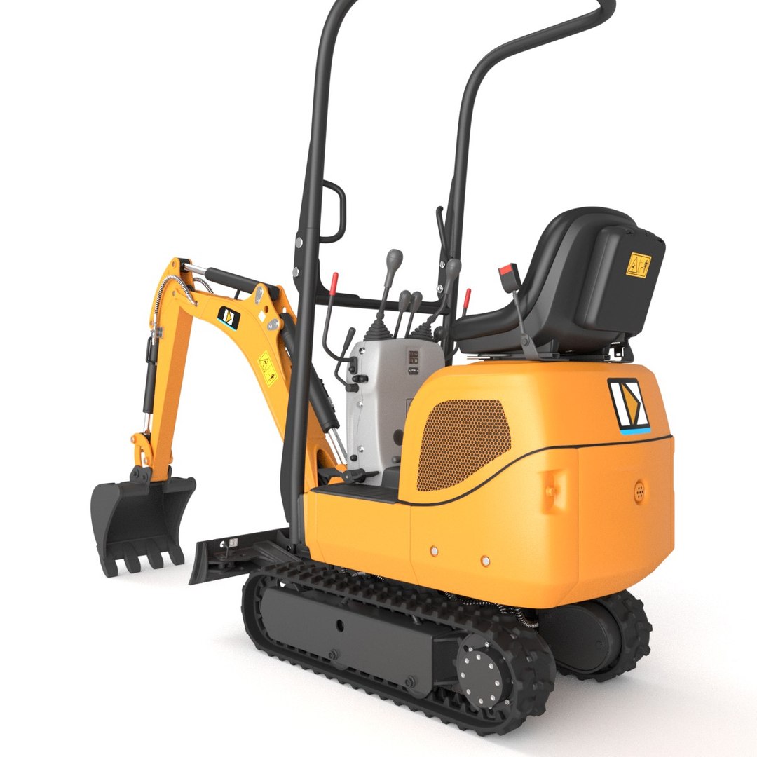 mini excavator rigged 3d model