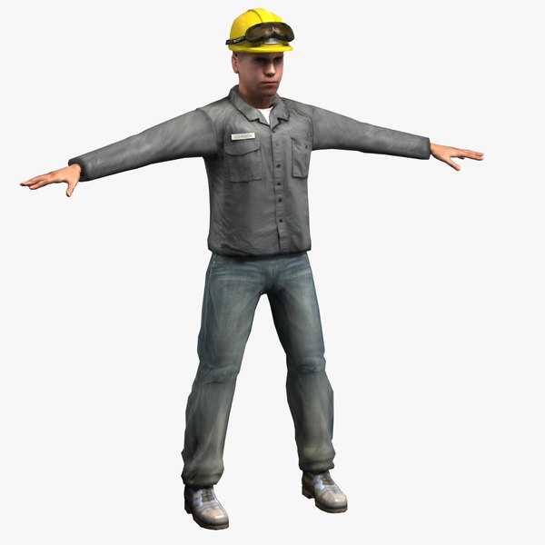 3d model workman figure