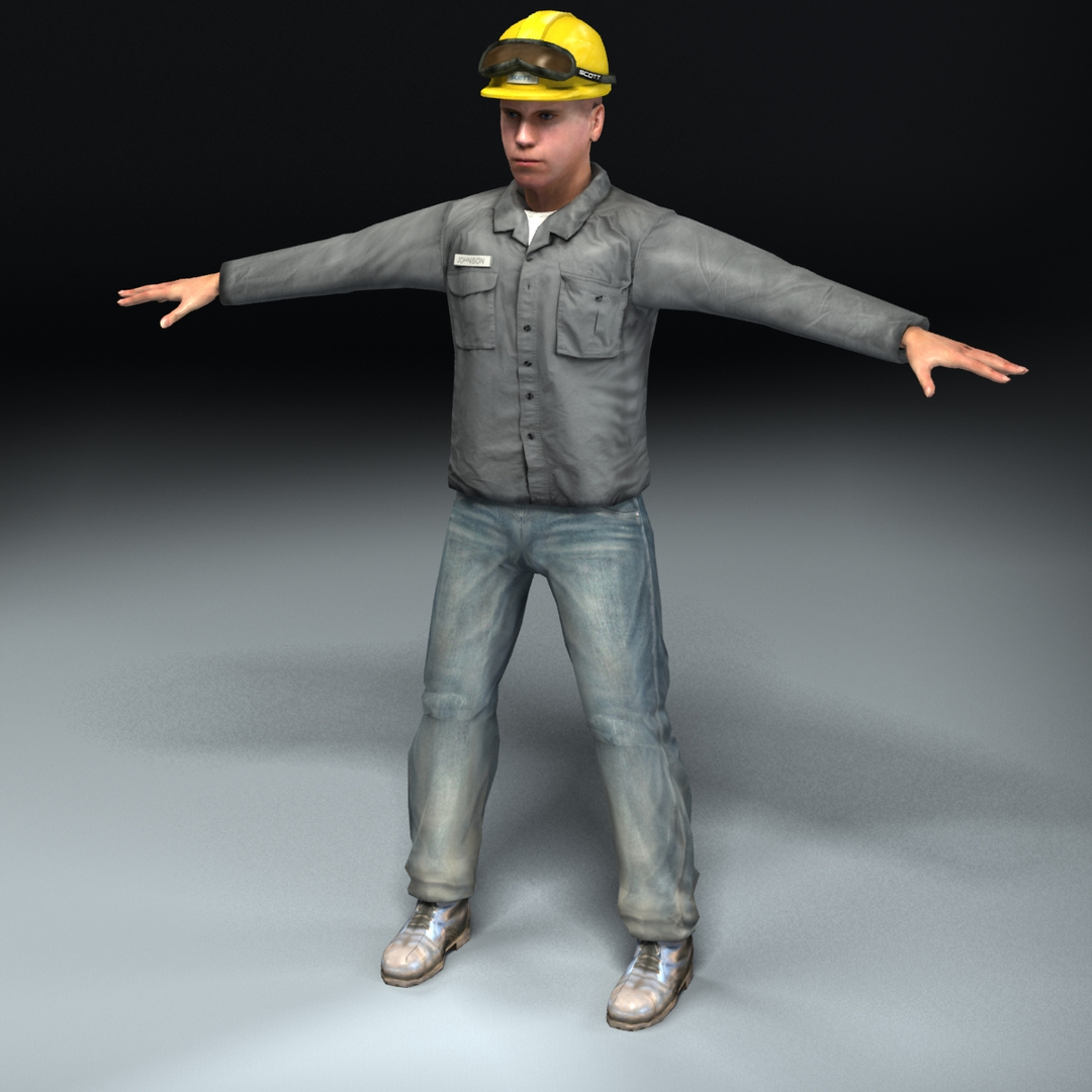 3d model workman figure