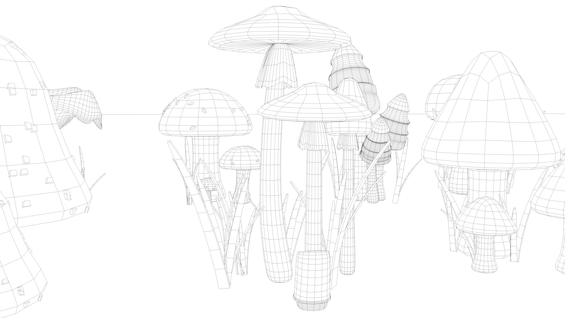 3D Mushroom Model Pack 8 Detailed Mushrooms In One Scene Model ...