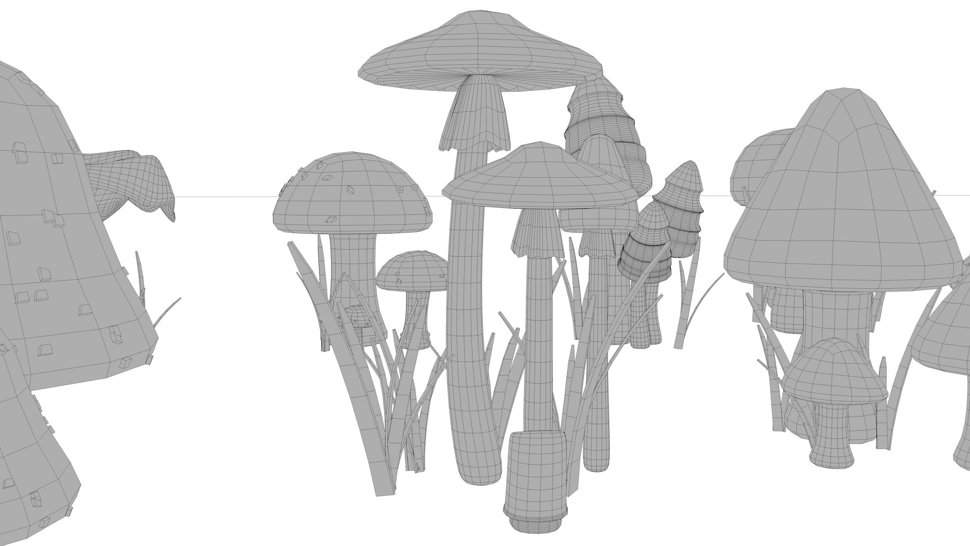 3D Mushroom Model Pack 8 Detailed Mushrooms In One Scene Model ...