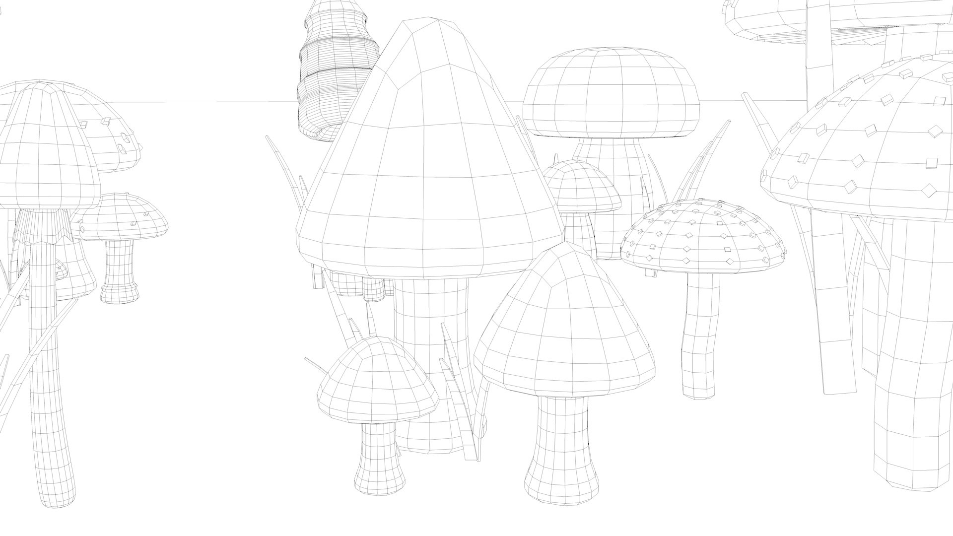 3D Mushroom Model Pack 8 Detailed Mushrooms In One Scene Model ...