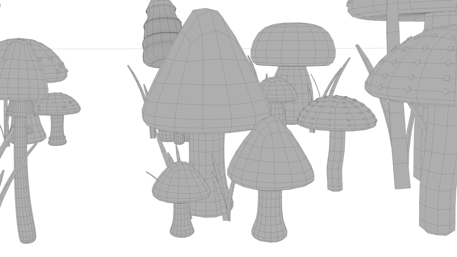 3D Mushroom Model Pack 8 Detailed Mushrooms In One Scene Model ...