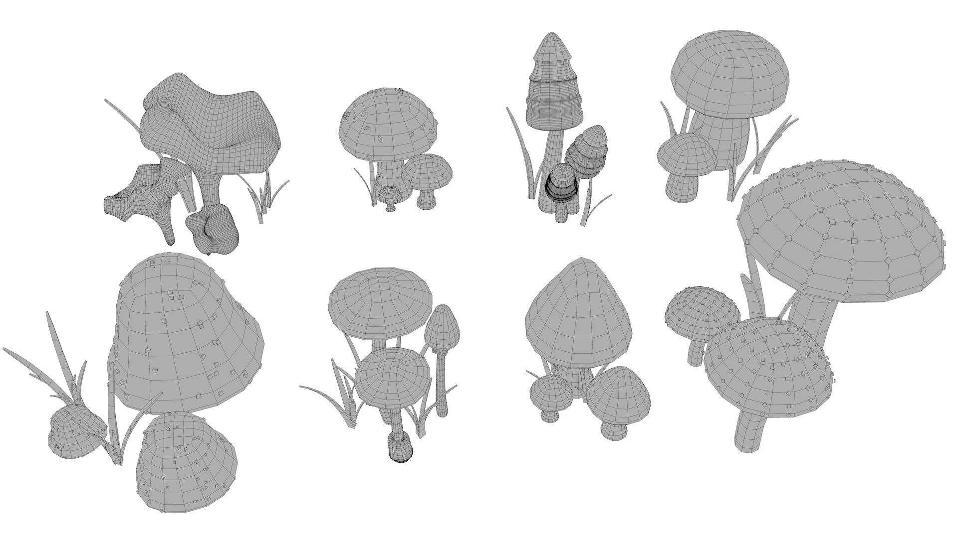 3D Mushroom Model Pack 8 Detailed Mushrooms In One Scene Model ...