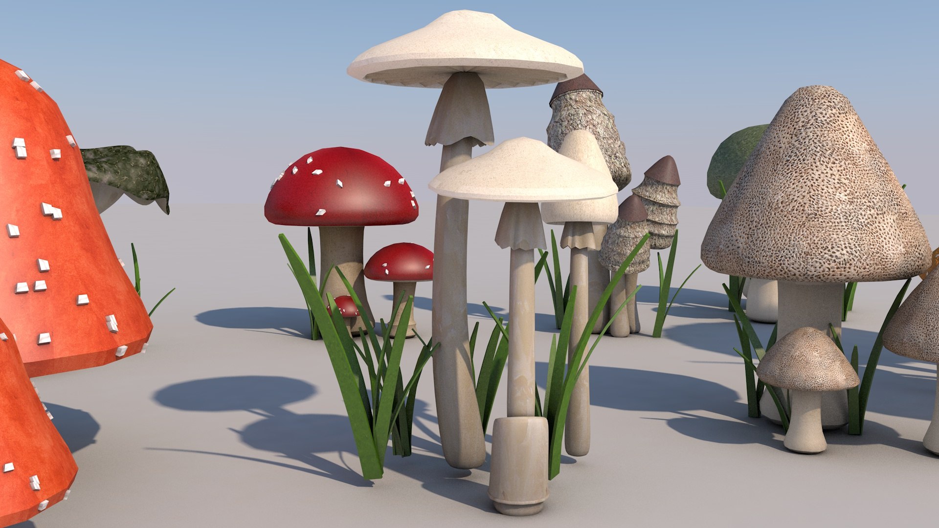 3D Mushroom Model Pack 8 Detailed Mushrooms In One Scene Model ...