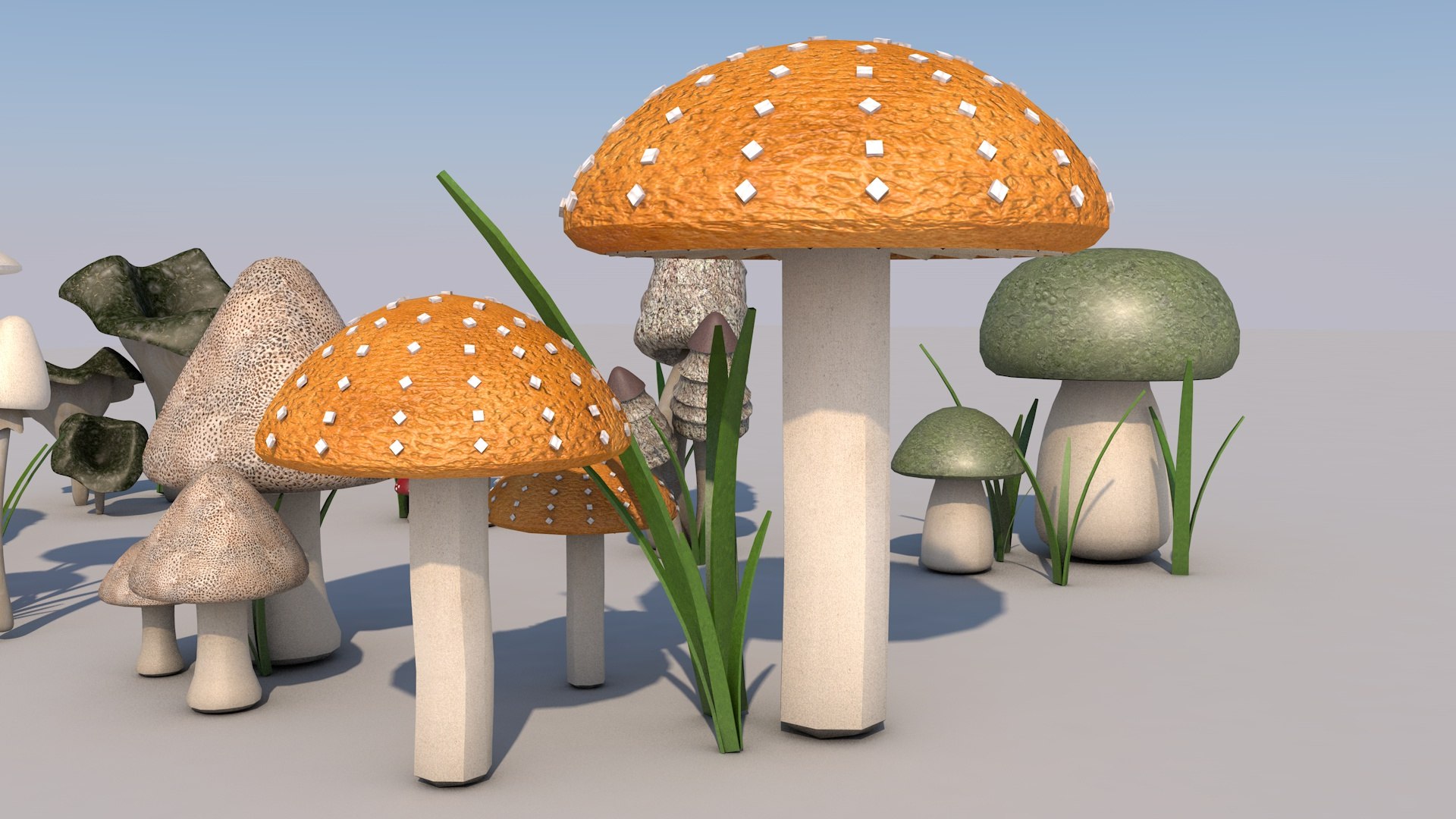 3D Mushroom Model Pack 8 Detailed Mushrooms In One Scene Model ...