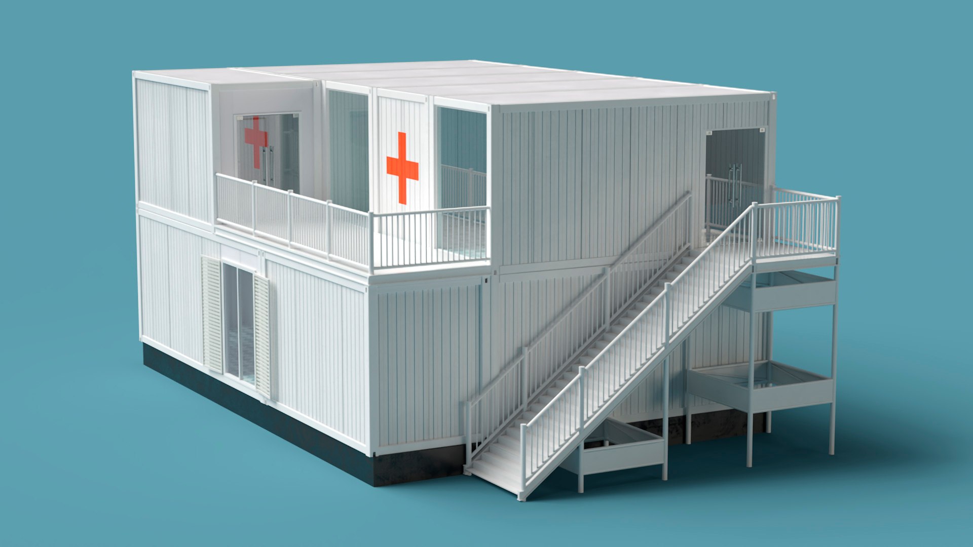3D Double Story Portable Clinic - TurboSquid 2273656