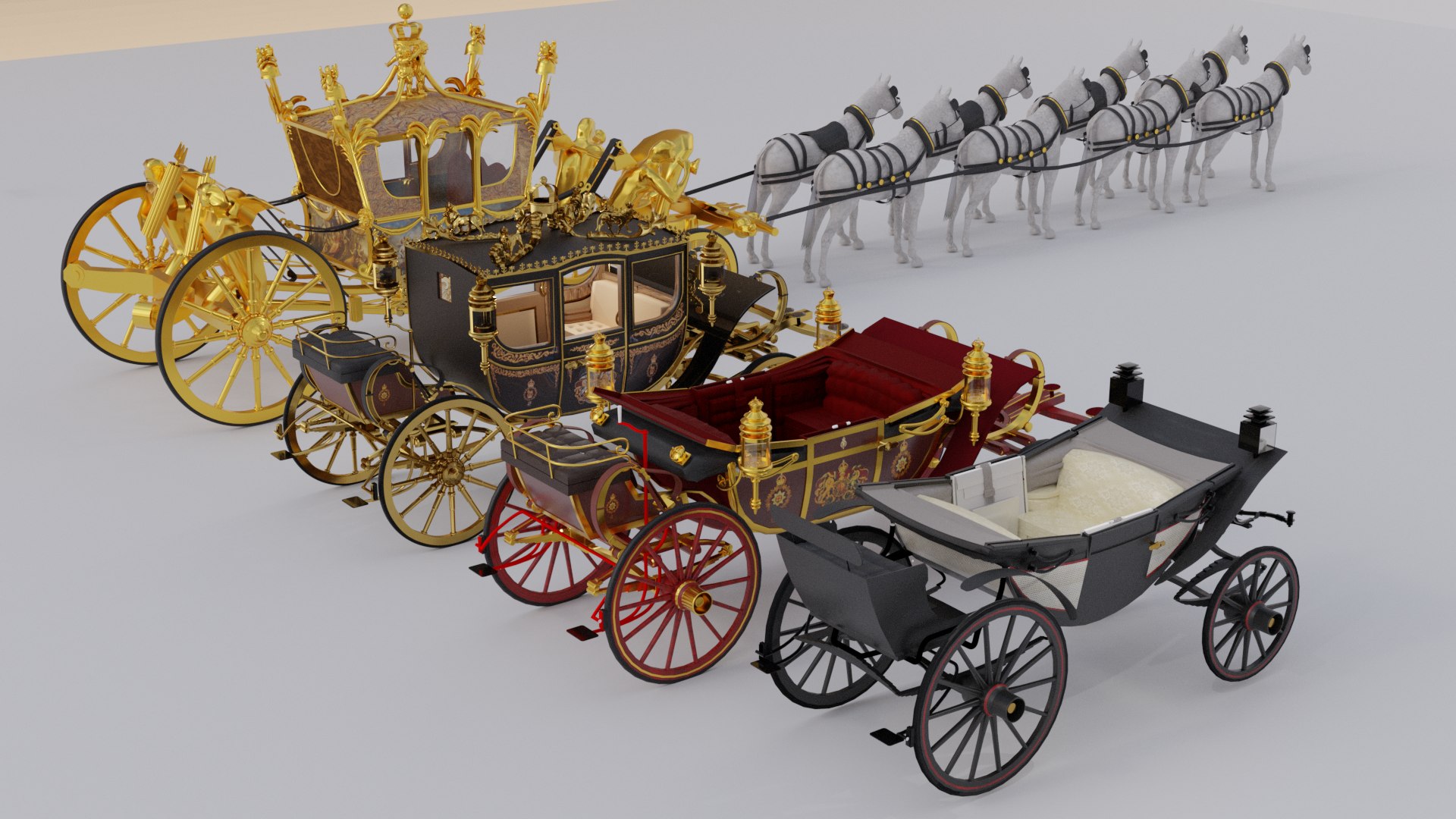 3D Model Royal Carriages Of The British Monarchy Collection ...