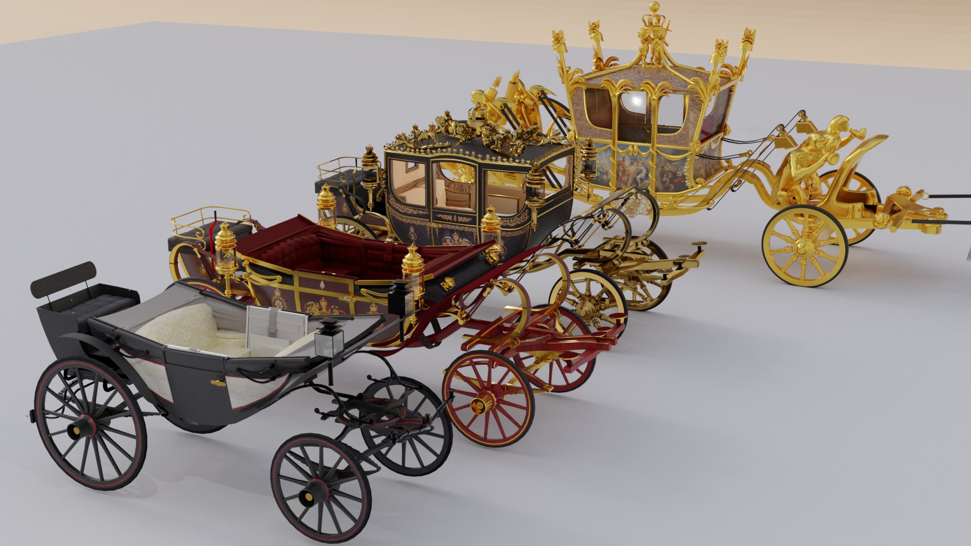 3D Model Royal Carriages Of The British Monarchy Collection ...