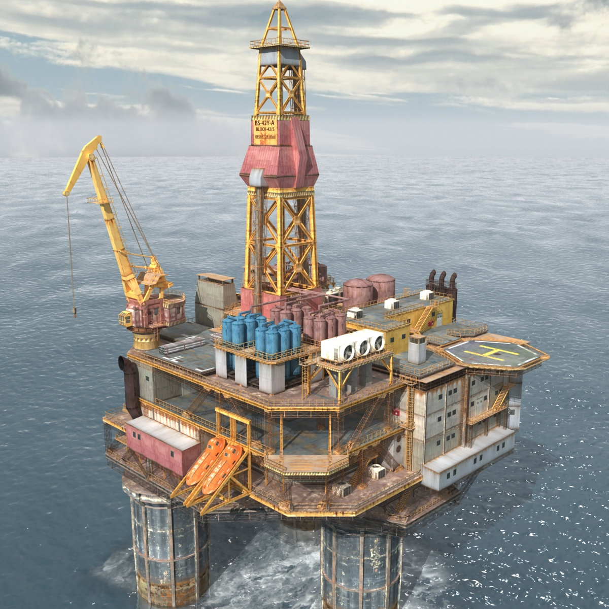 oil rig platform 3d model