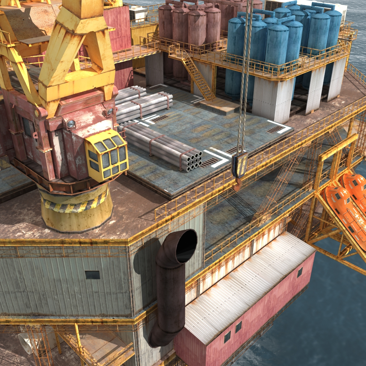 oil rig platform 3d model
