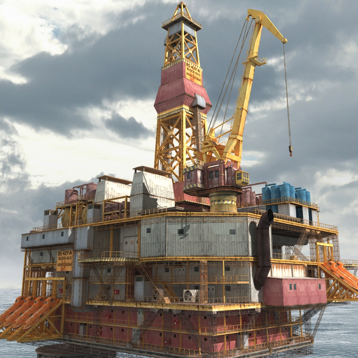 oil rig platform 3d model