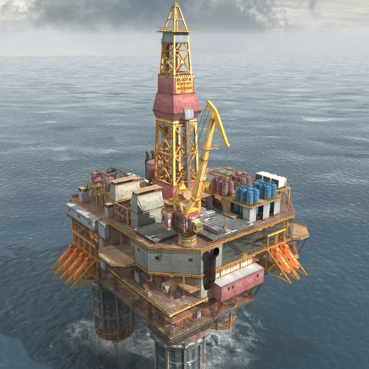 oil rig platform 3d model