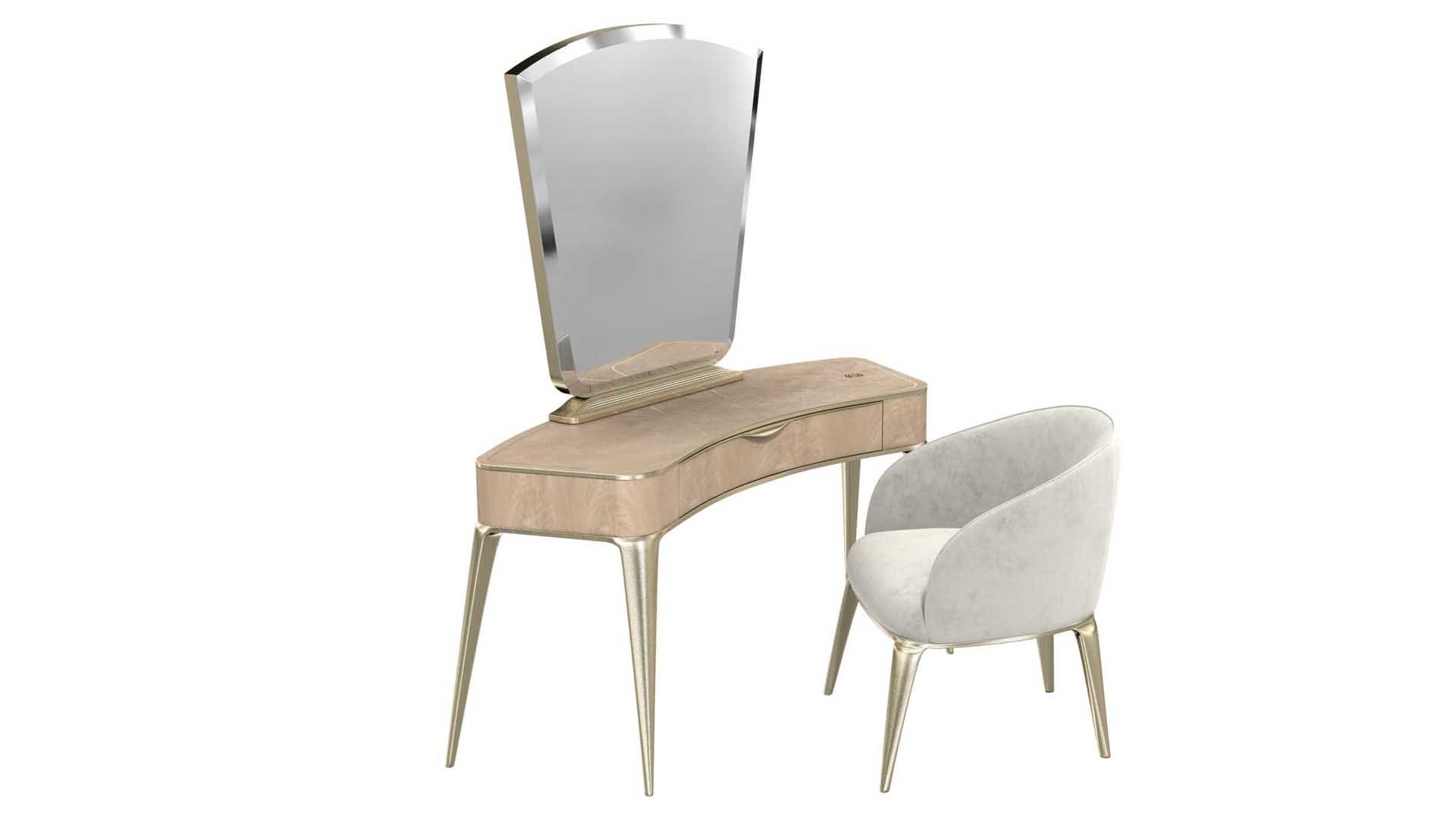 3D Model Michael Amini AICO MALIBU CREST Vanity Desk Mirror And Chair ...