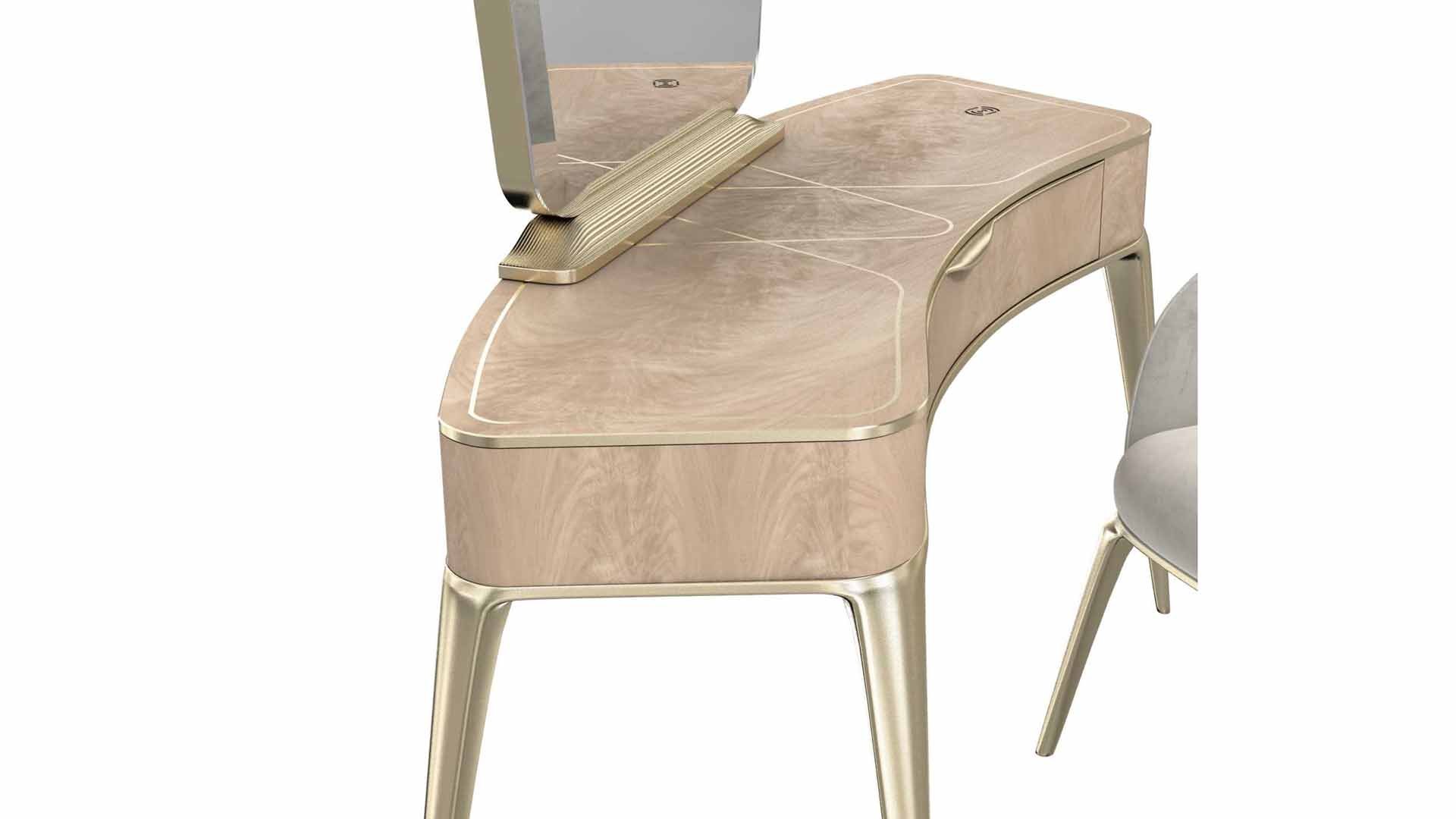 3D Model Michael Amini AICO MALIBU CREST Vanity Desk Mirror And Chair ...