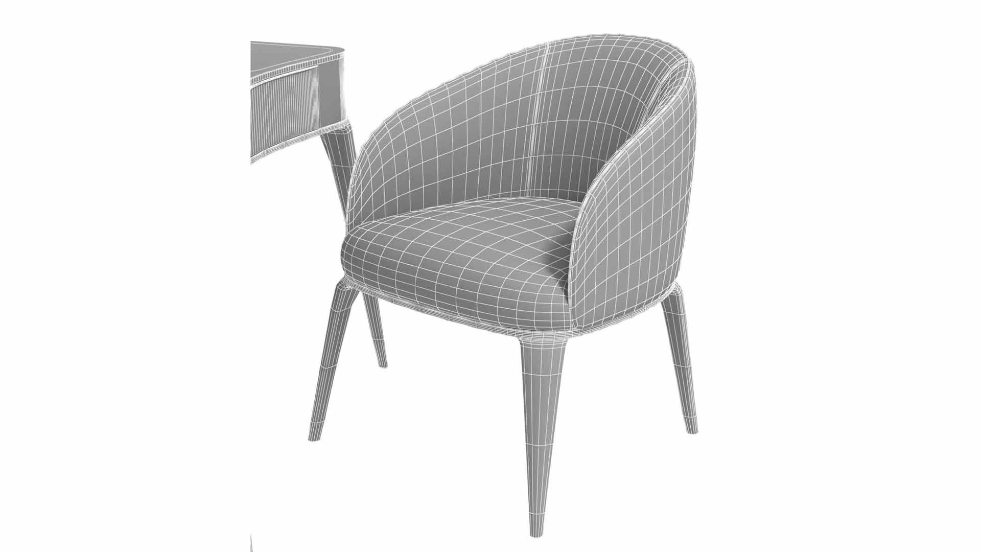 3D Model Michael Amini AICO MALIBU CREST Vanity Desk Mirror And Chair ...