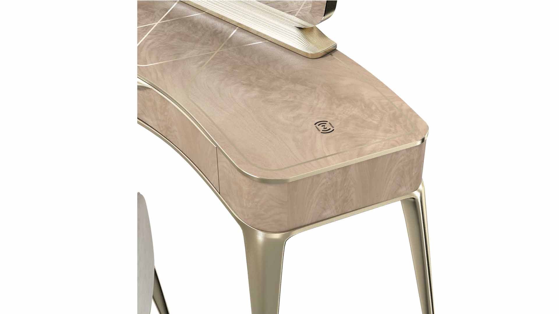 3D Model Michael Amini AICO MALIBU CREST Vanity Desk Mirror And Chair ...