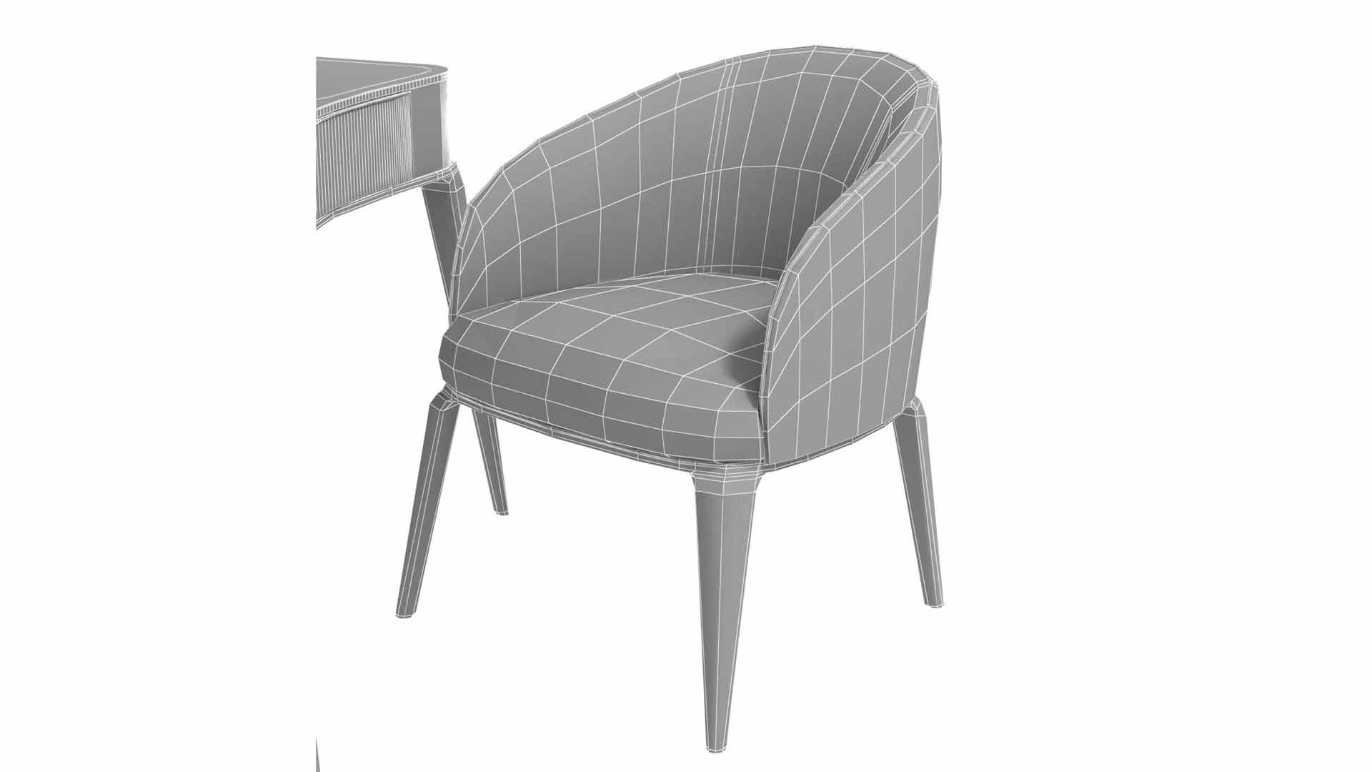 3D Model Michael Amini AICO MALIBU CREST Vanity Desk Mirror And Chair ...