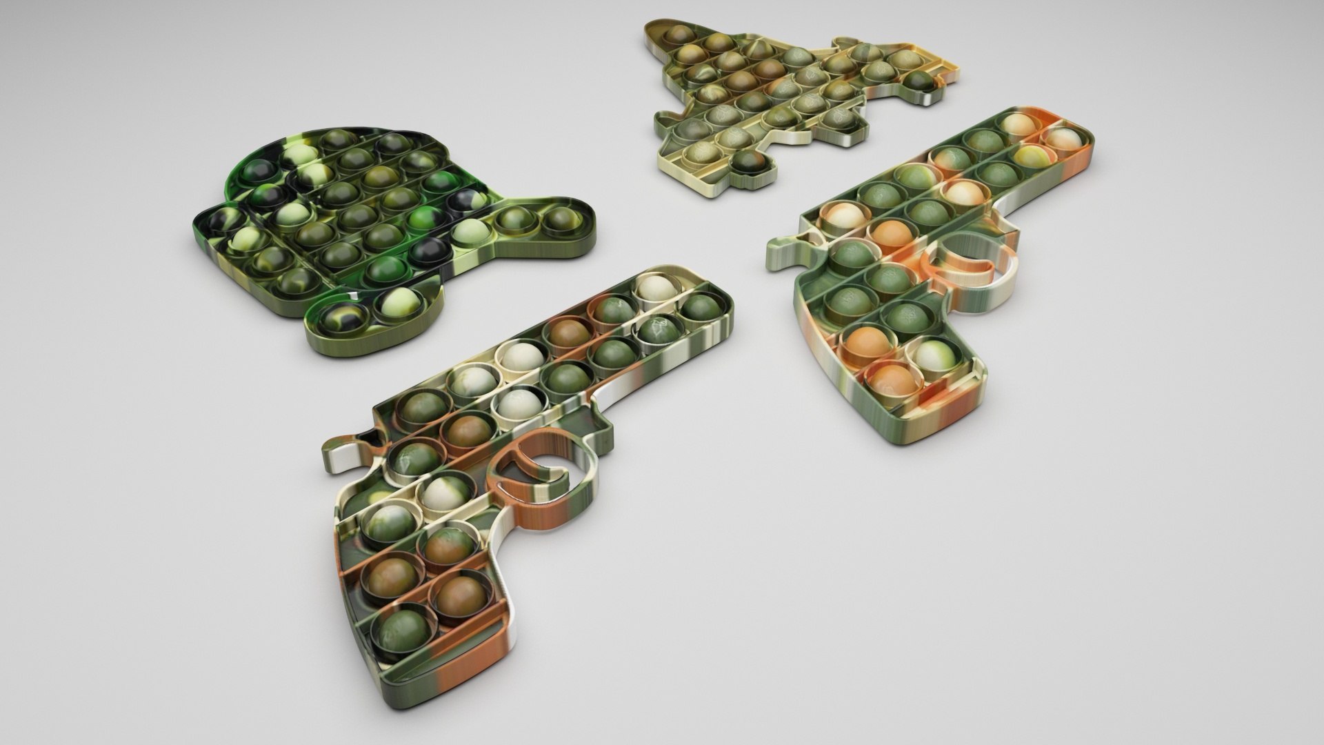 3D Army Pop It Fidget Toys Set - TurboSquid 1769412