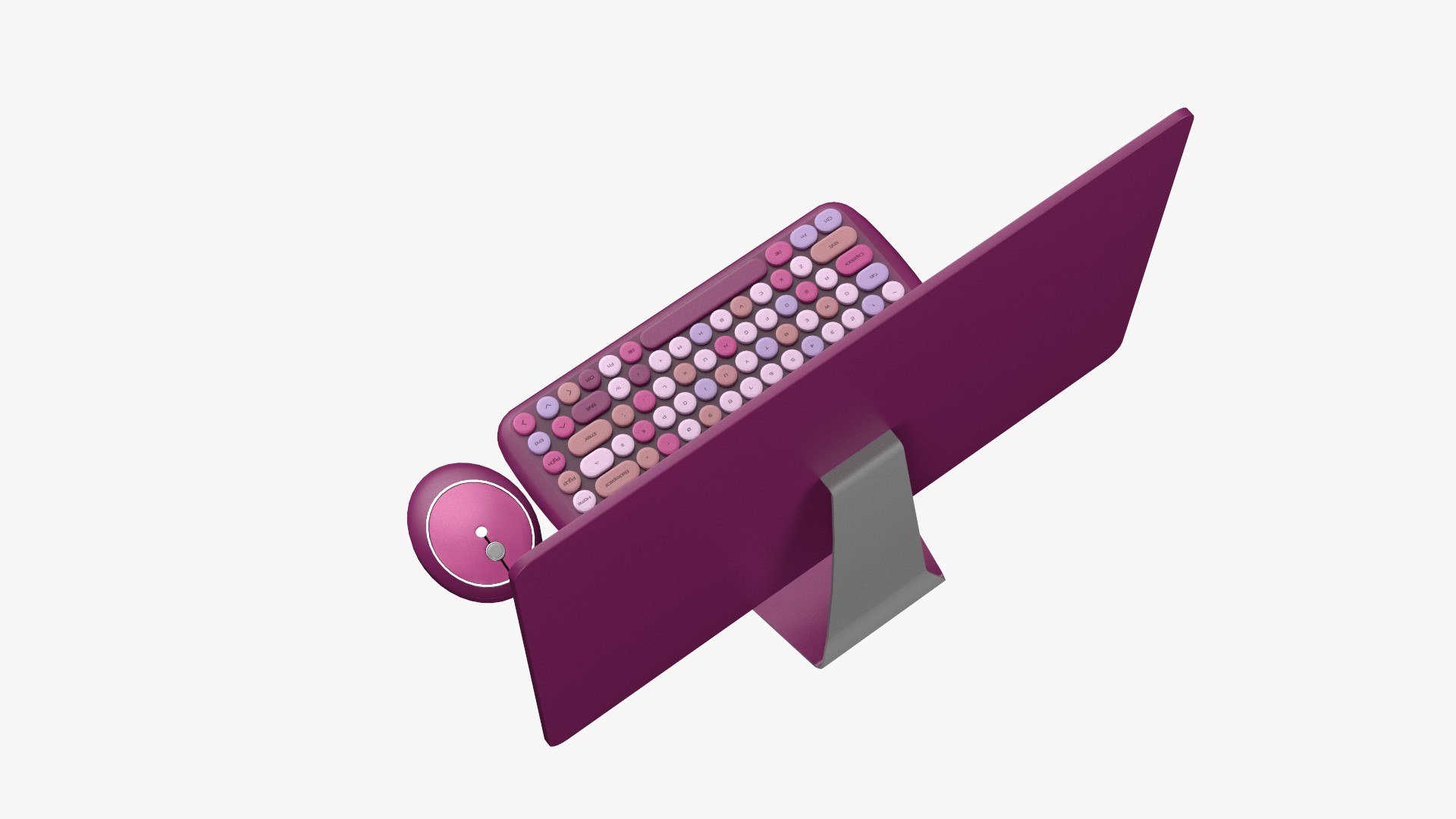 Sweet Pc Set Monitor Keyboard Mouse Candy Pink Version 3D Model ...