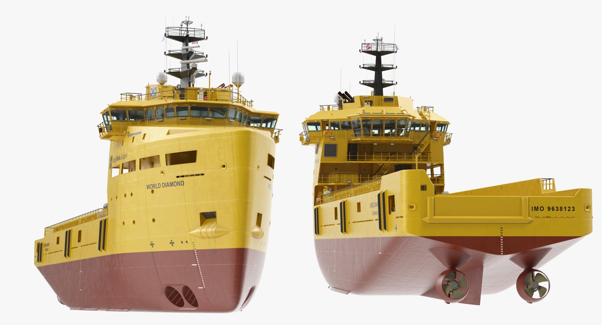 Platform supply vessel rigged 3D model - TurboSquid 1294039