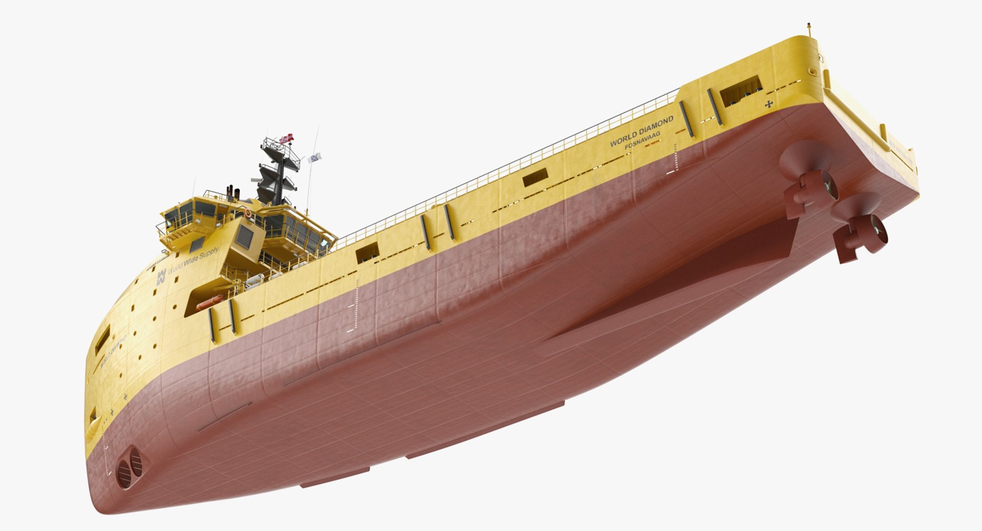 Platform supply vessel rigged 3D model - TurboSquid 1294039