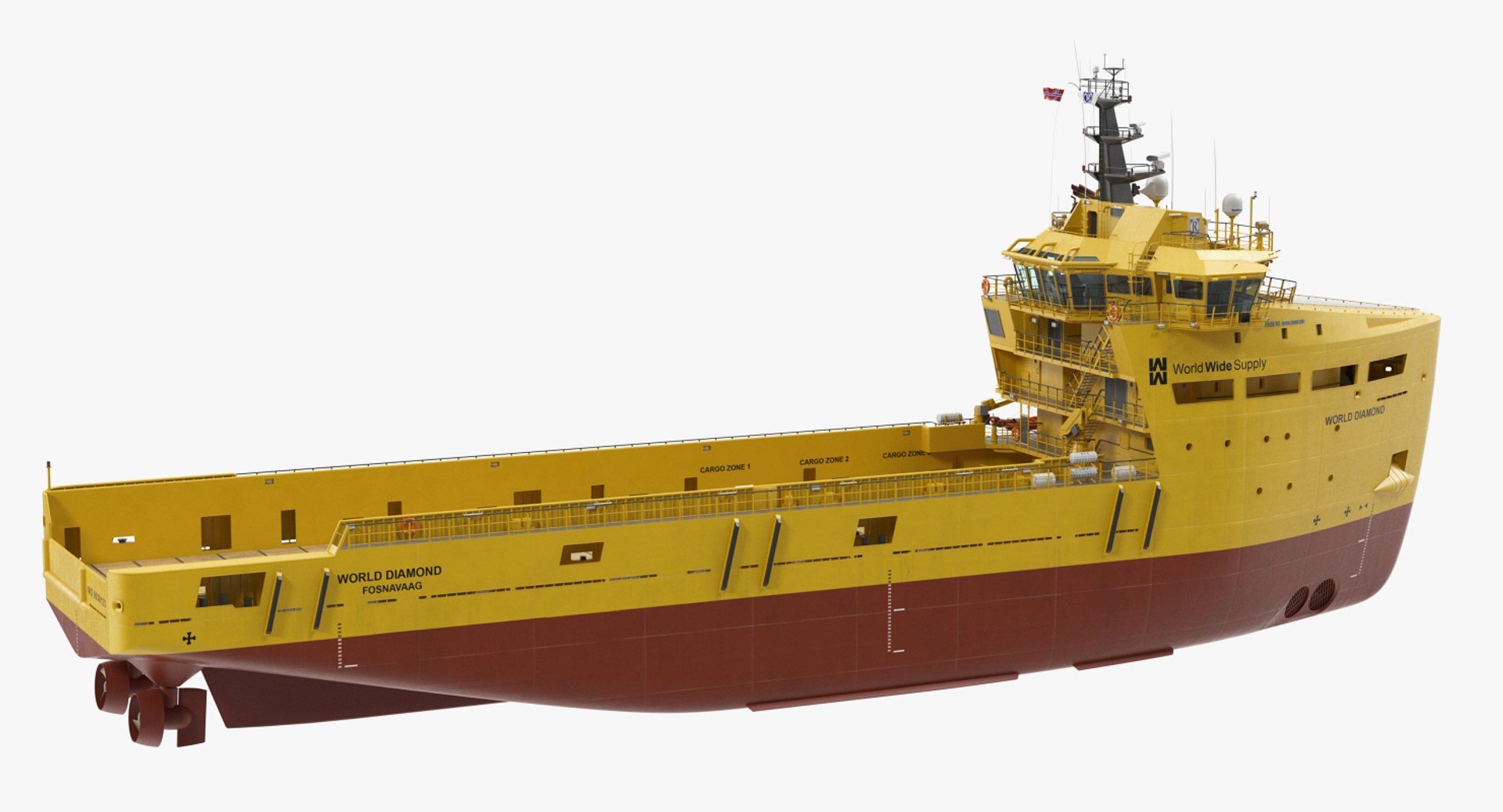 Platform supply vessel rigged 3D model - TurboSquid 1294039