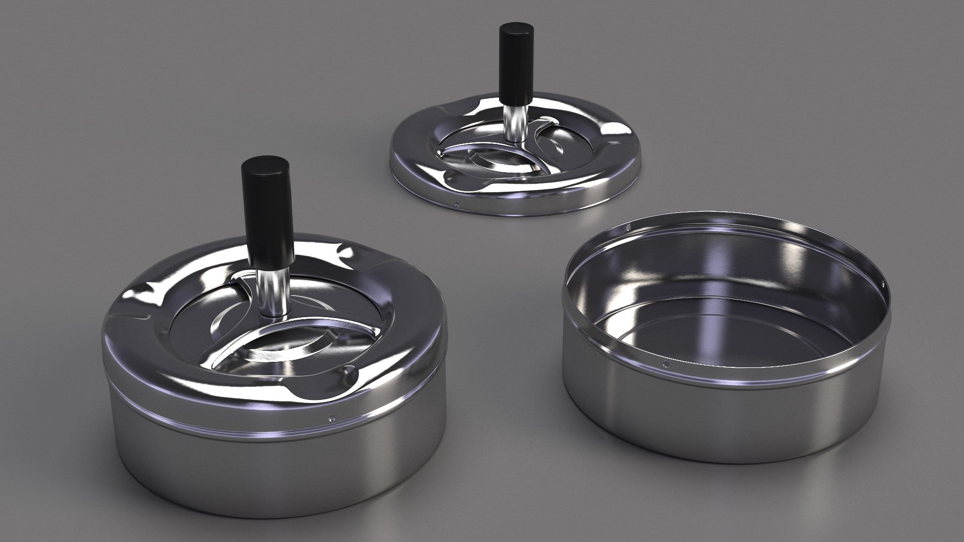 3D Round Push Down Ashtray Chrome - TurboSquid 2131759