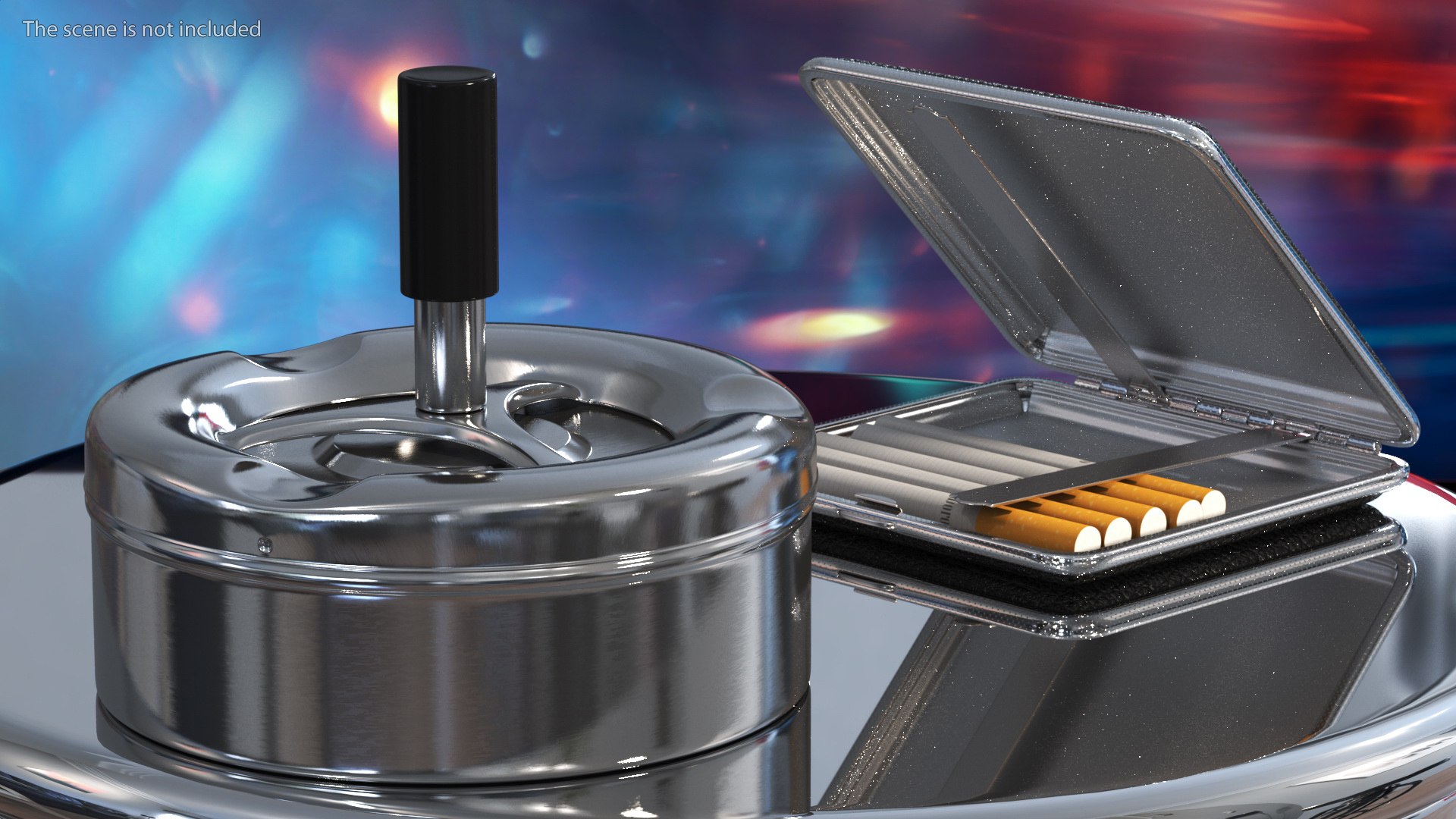 3D Round Push Down Ashtray Chrome - TurboSquid 2131759