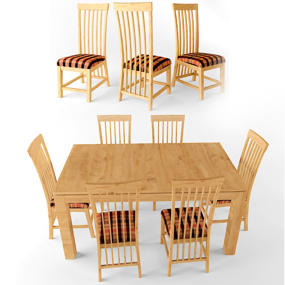 3d dining table set model