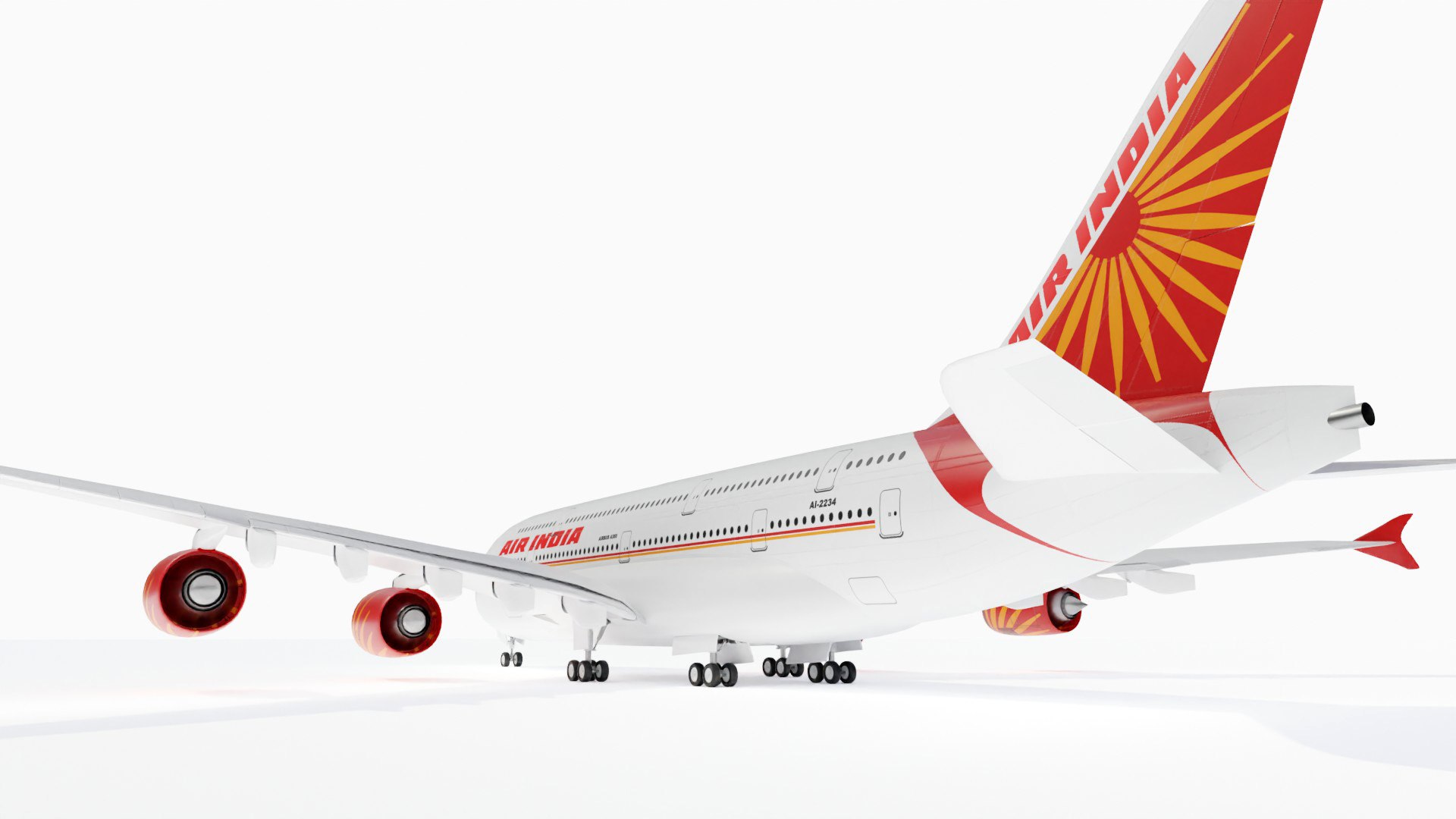 Airbus A380 Airliner Air India 3D Model - TurboSquid 2021694