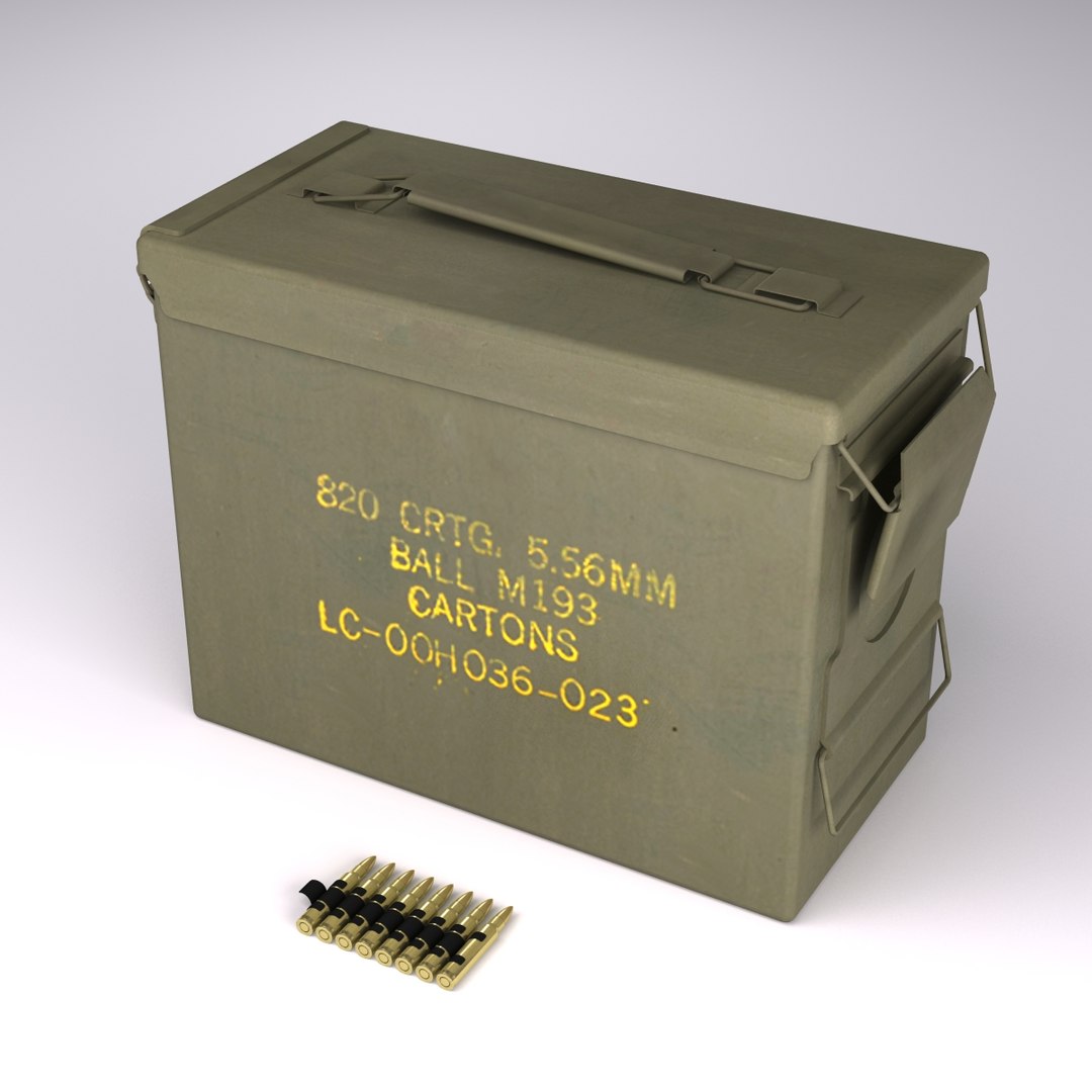 3d Ammo Box 5 Bullets Model