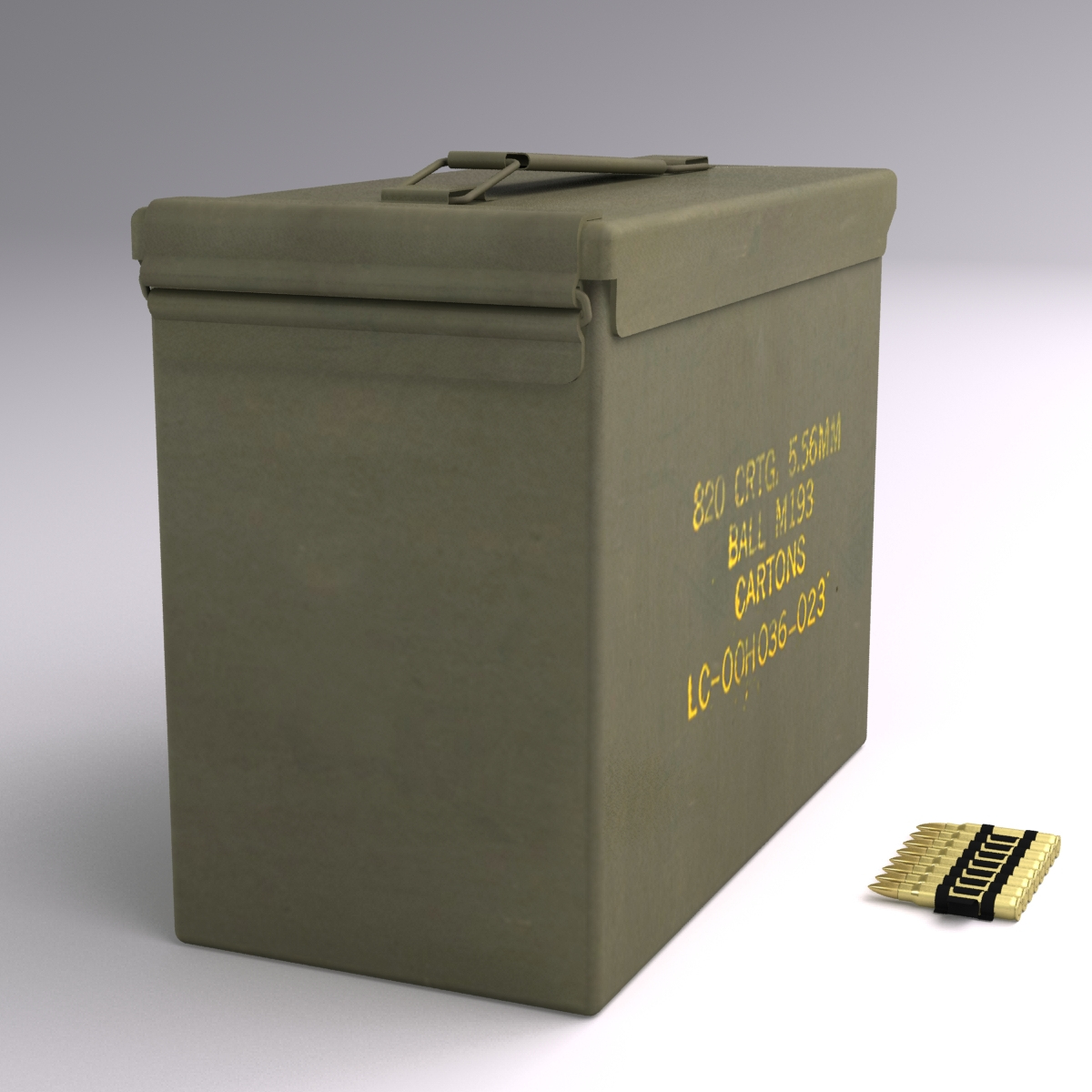 3d ammo box 5 bullets model
