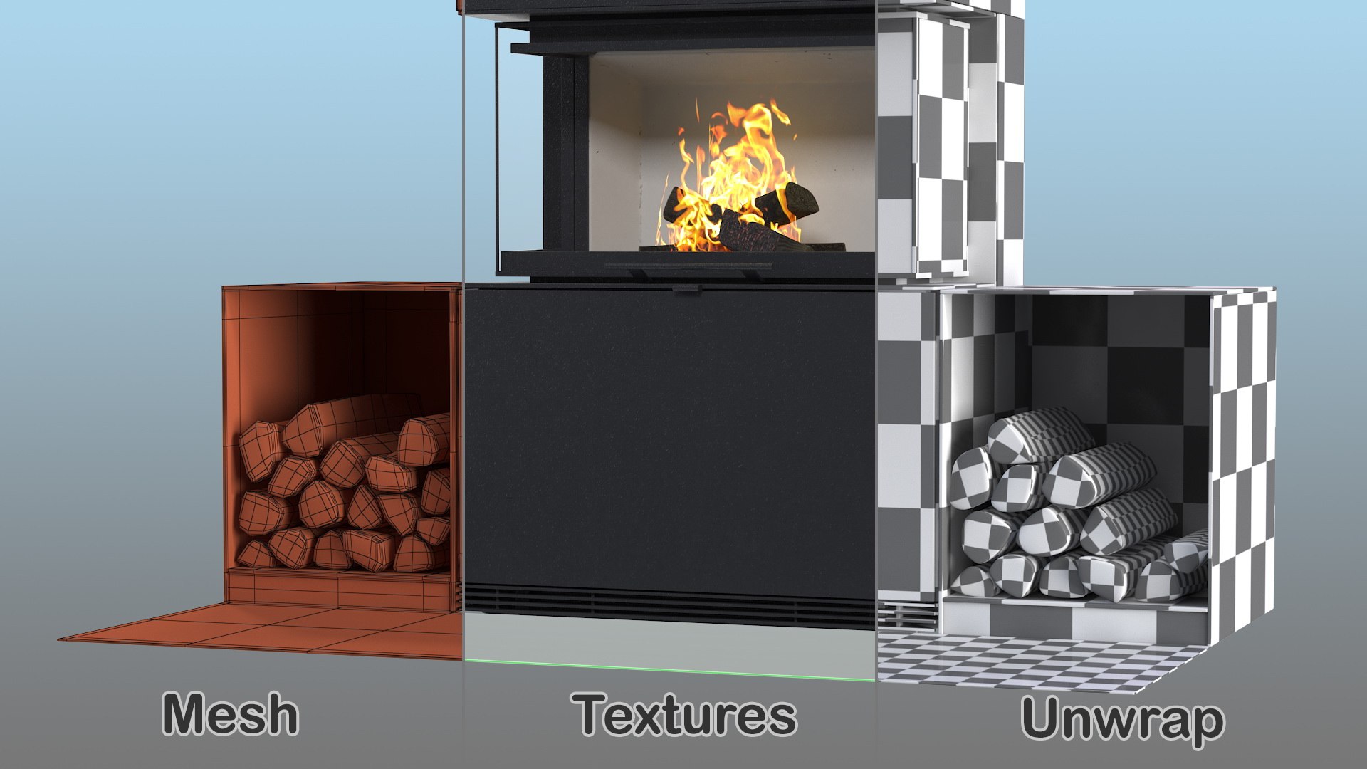 3D wood burning fireplace contura model - TurboSquid 1486382