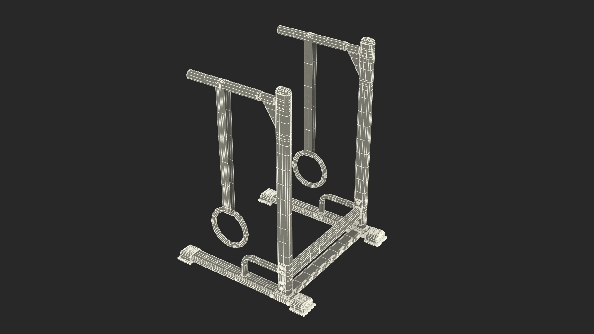 3D Strength Training Dip Rack With Gymnastic Rings Red - TurboSquid 2410459