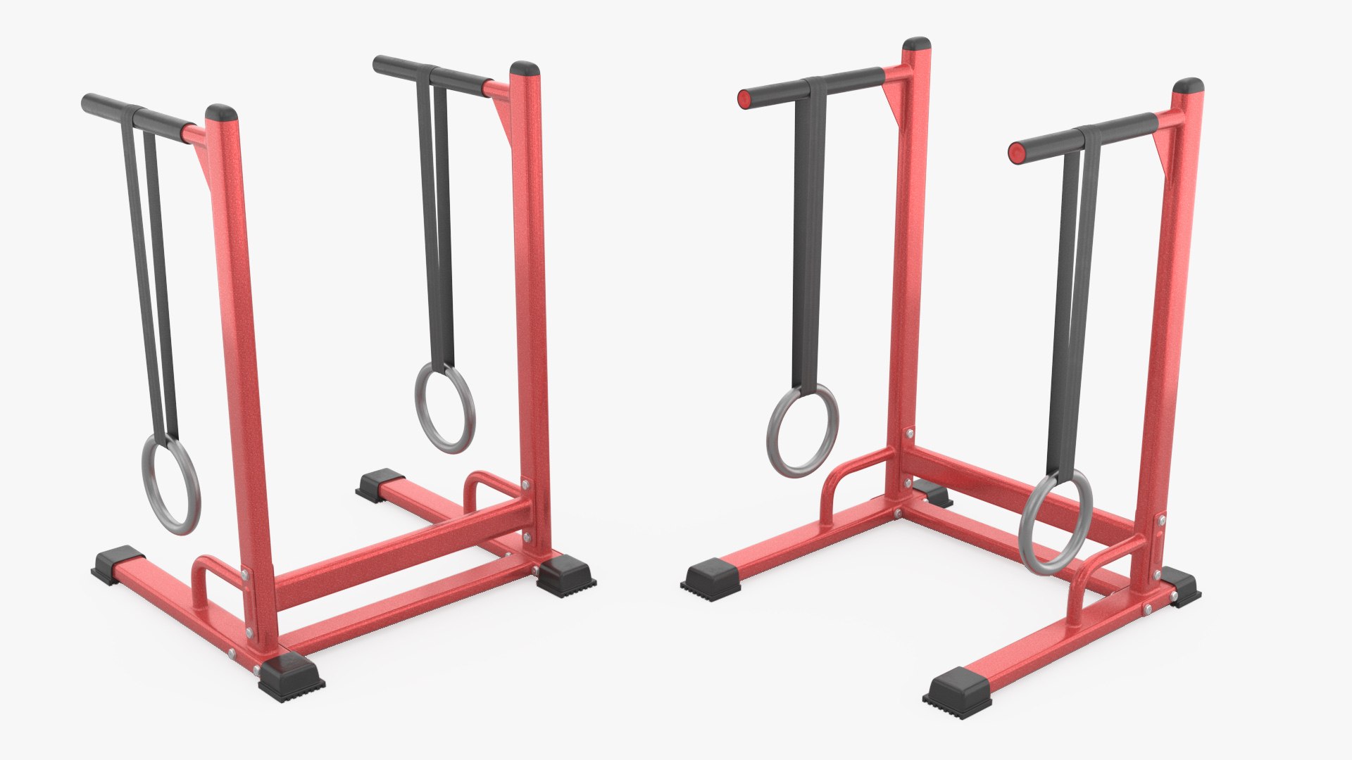 3D Strength Training Dip Rack With Gymnastic Rings Red - TurboSquid 2410459