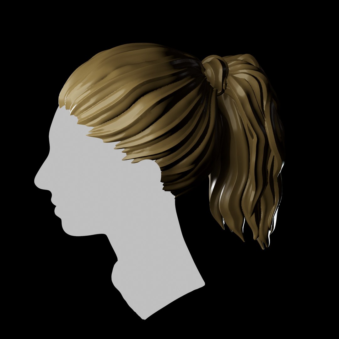 3D Wavy Ponytail Block Hairstyle - 3D Printable - TurboSquid 1797236