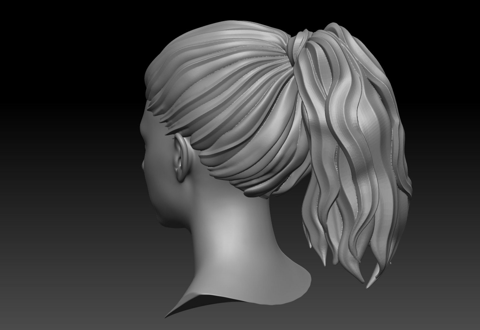 3D Wavy Ponytail Block Hairstyle - 3D Printable - TurboSquid 1797236