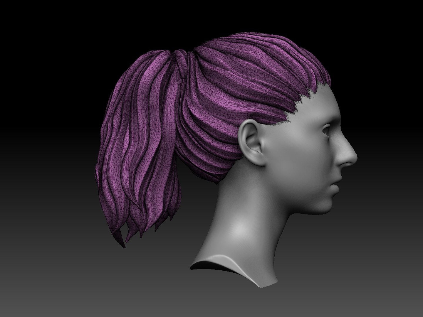3D Wavy Ponytail Block Hairstyle - 3D Printable - TurboSquid 1797236