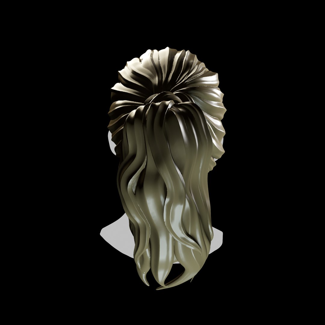 3D Wavy Ponytail Block Hairstyle - 3D Printable - TurboSquid 1797236