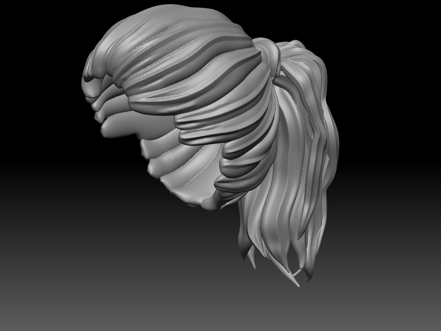 3D Wavy Ponytail Block Hairstyle - 3D Printable - TurboSquid 1797236