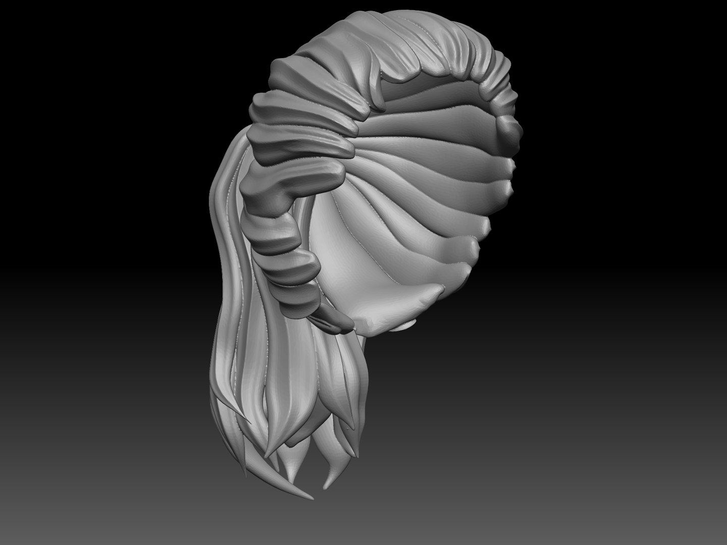 3D Wavy Ponytail Block Hairstyle - 3D Printable - TurboSquid 1797236