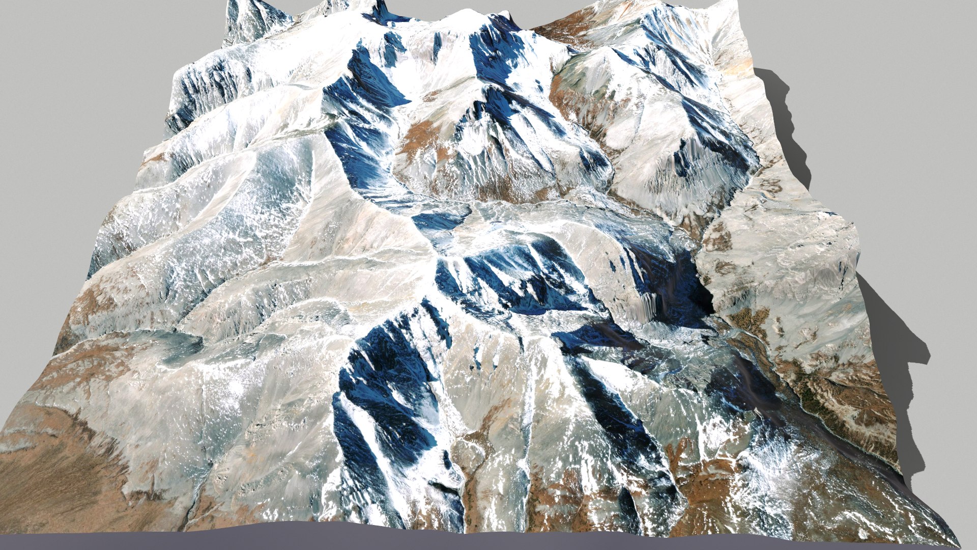 Mountain Landscape Snow Table Height 3178 Meters Mongolia 3D Model ...