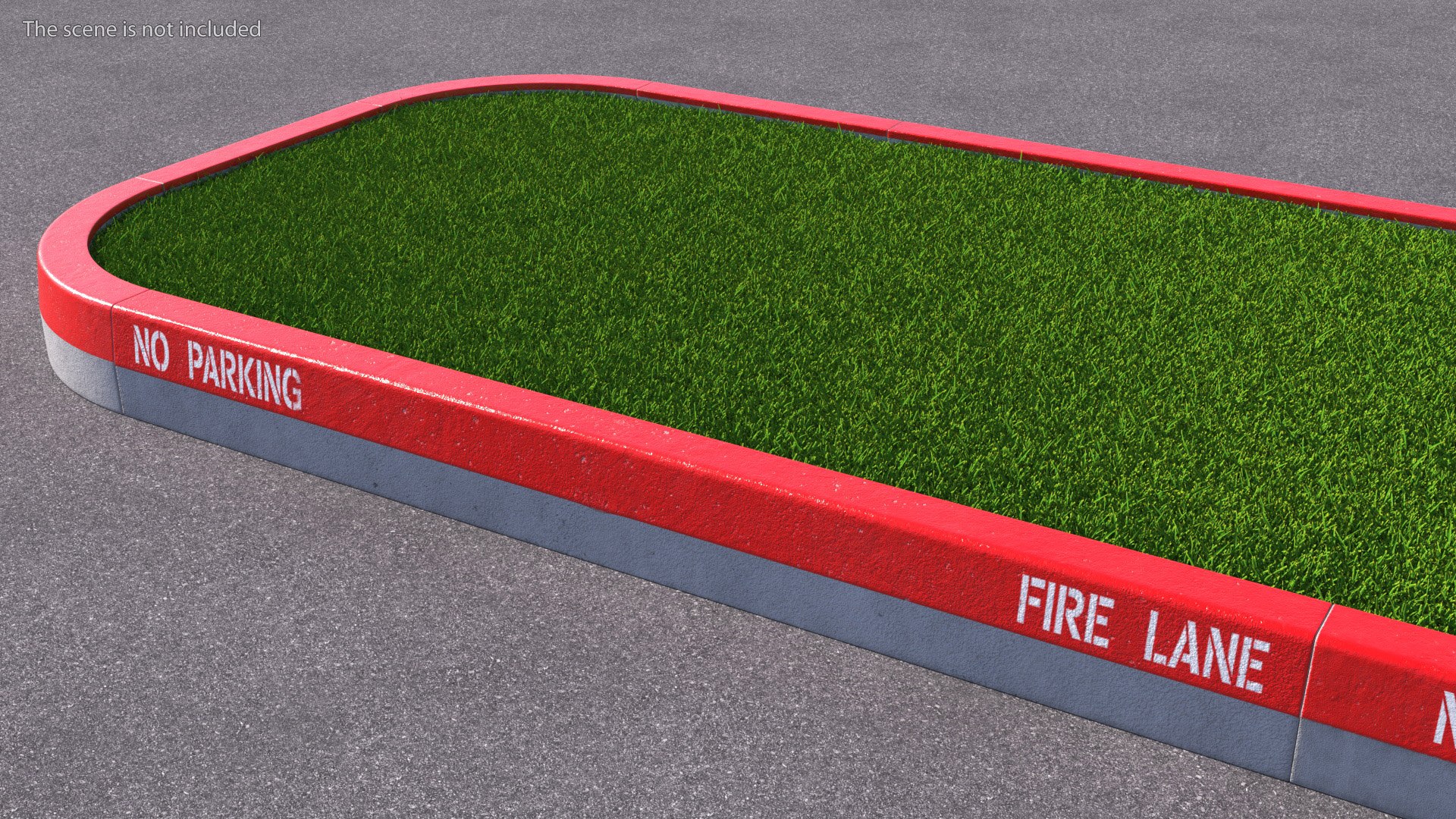 3D Model Street Curb 3m Red Fire Lane - TurboSquid 2028928